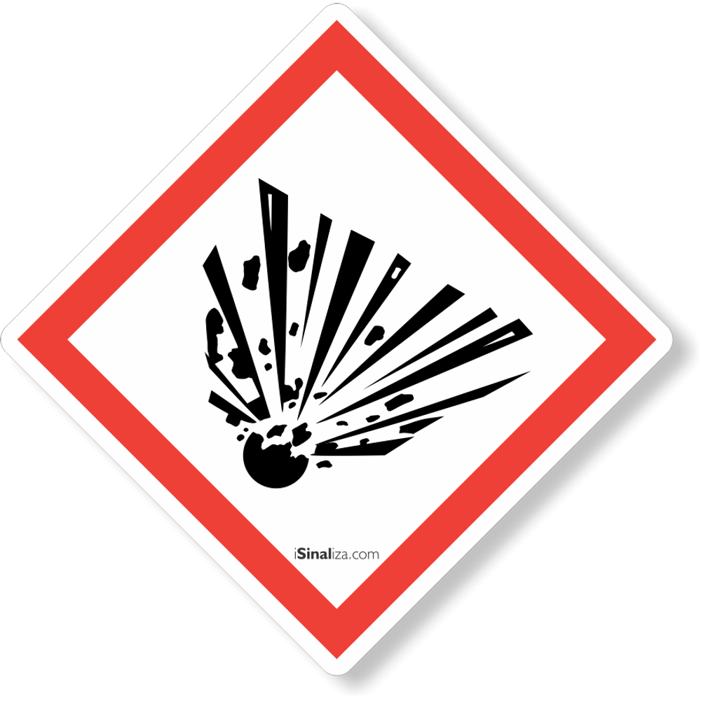 ETIQUETA GHS RISCO DE EXPLOSÃO - 10 UNIDADES - isinaliza