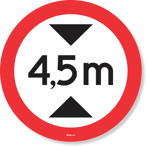 PLACA ALTURA MÁXIMA PERMITIDA 4,5 METROS R-15 - isinaliza